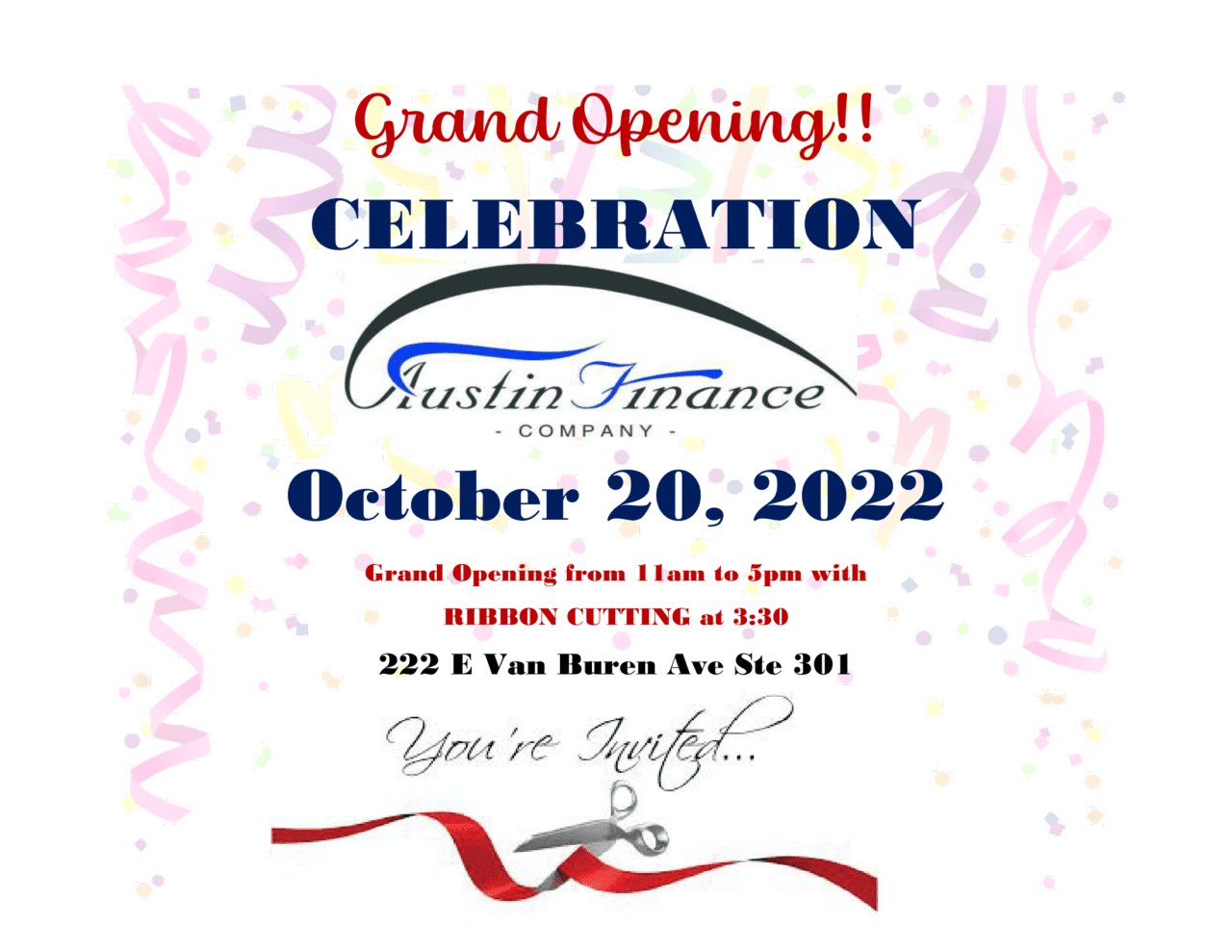 Grand Opening and Ribbon Cutting | Austin Finance Company